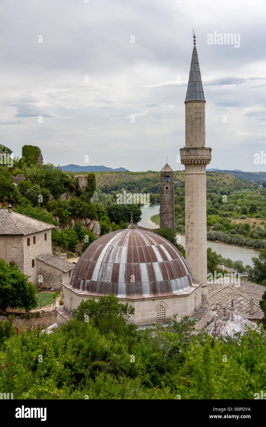 Mosque in Pocitelj, Bosnia and Herzegovina, an art colony overlooking ...