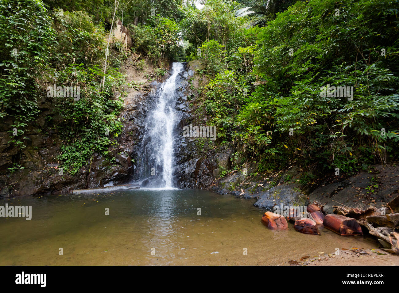 Stinky Durian Perangin waterfall on tropical Langkawi island in ...