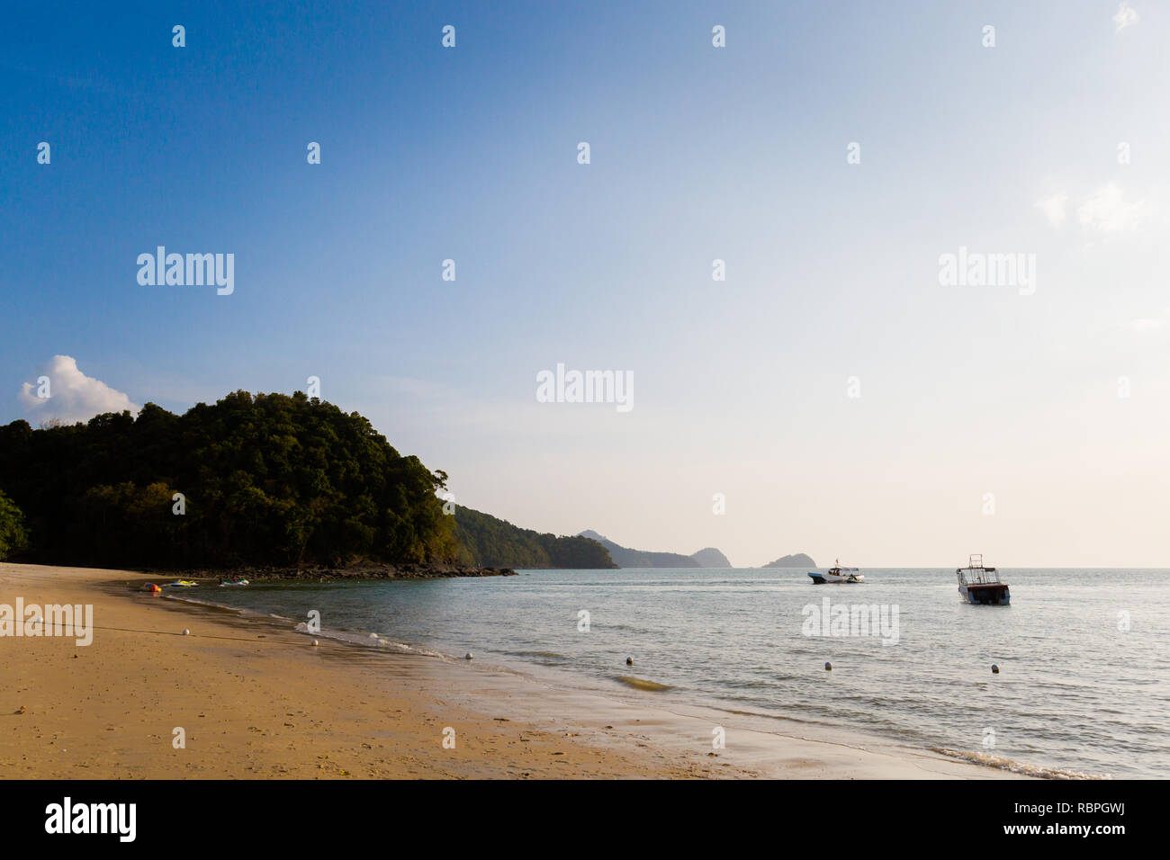 Sunny Pantai Cenang beach on tropical Langkawi island in Malaysia ...