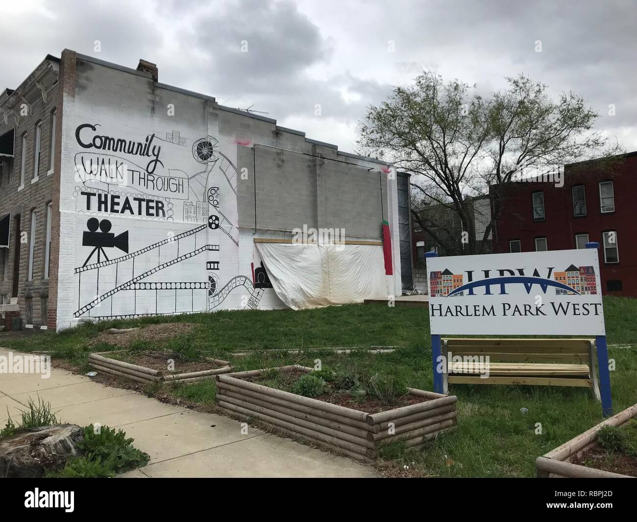 ‘Harlem Park West‘ sign at Community Walk Through Theater, W. Lanvale ...