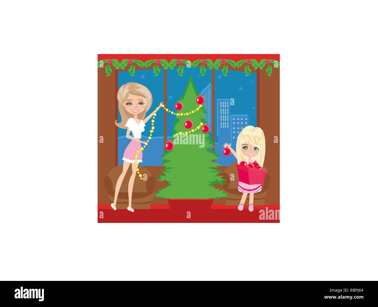 Happy family mother teen Stock Vector Images - Alamy