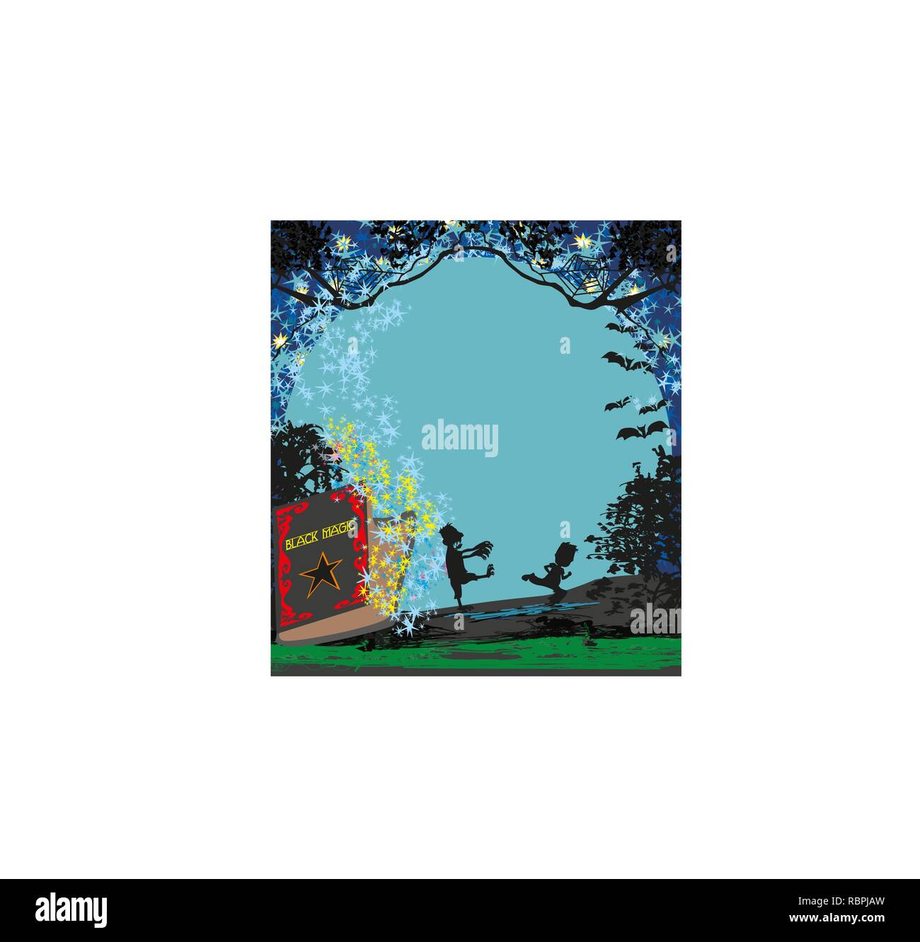 Zombie attacks at night frame Stock Vector Image & Art - Alamy