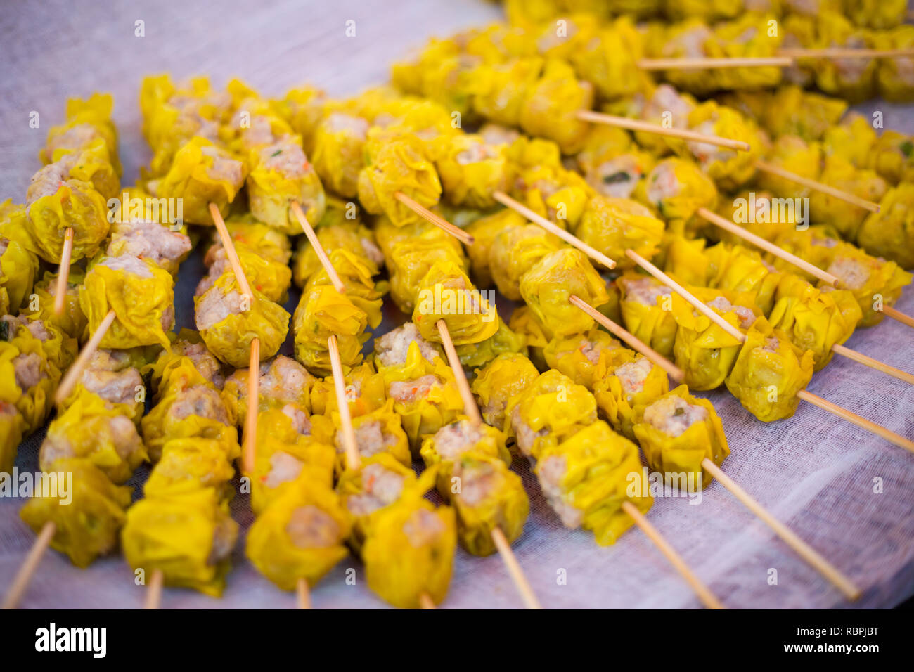 Dimsum dumplings on local market in Trang. Traditional thai dish made ...