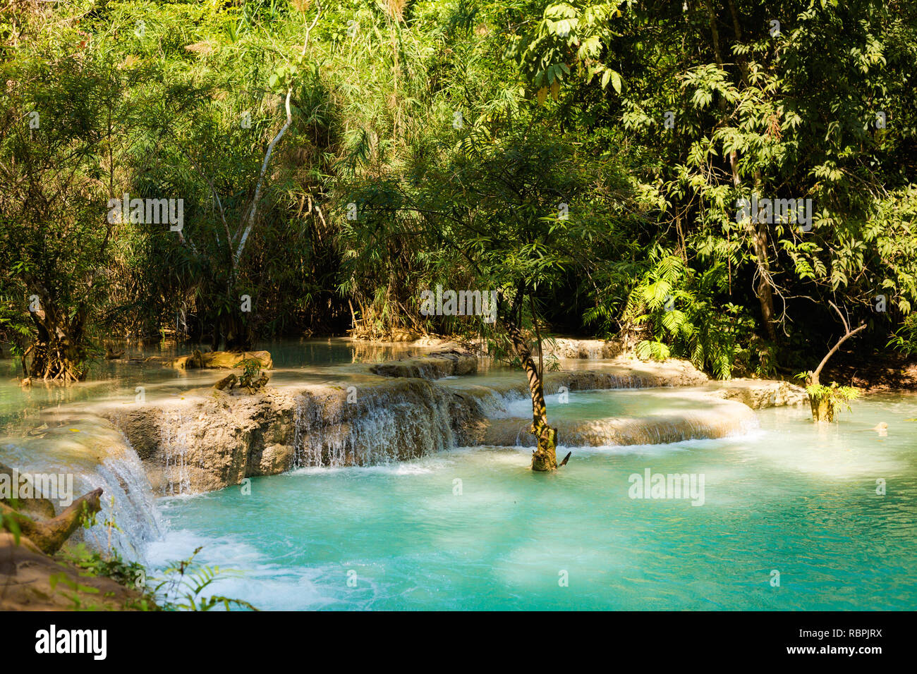 Amazing Kuang Si waterfall near touristic Luang Prabang in Laos ...