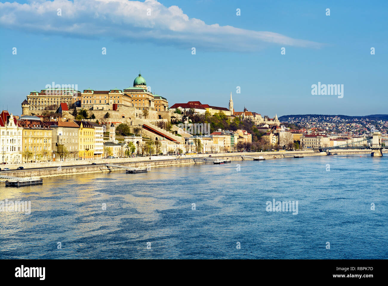 Buda side of Budapest city across the river. Royal Palace of Buda Stock ...
