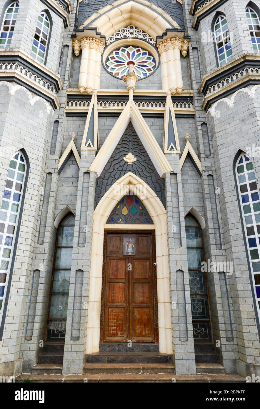 The church entrance of the St Lawrence Shrine in Karkal town in south ...