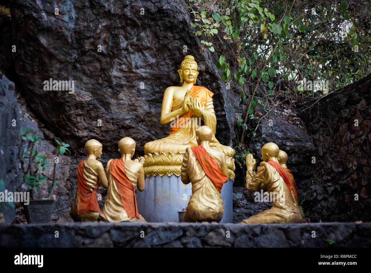 Amazing Buddhist Mount Phou Si temple in touristic Luang Prabang in ...