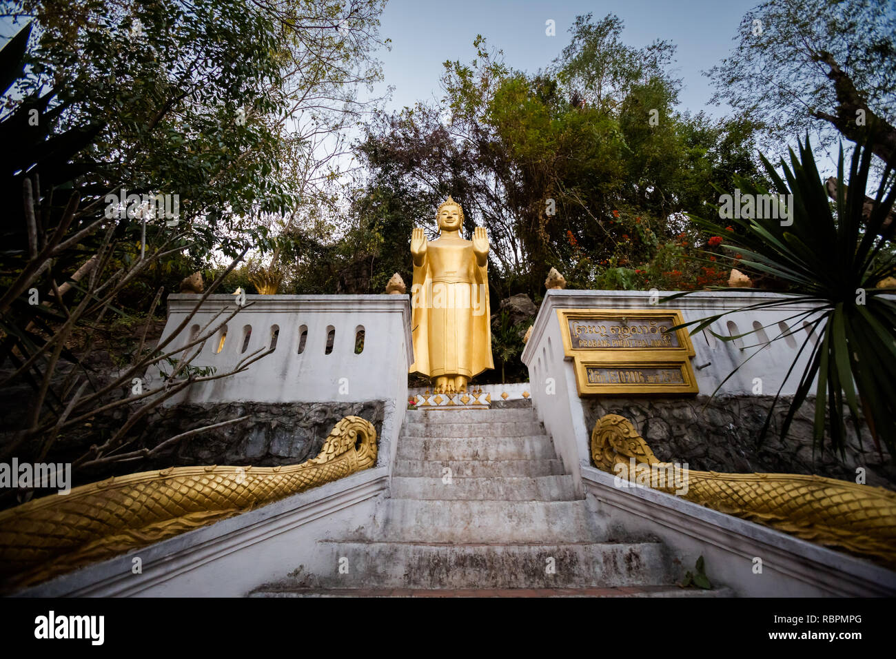Amazing Buddhist Mount Phou Si temple in touristic Luang Prabang in ...