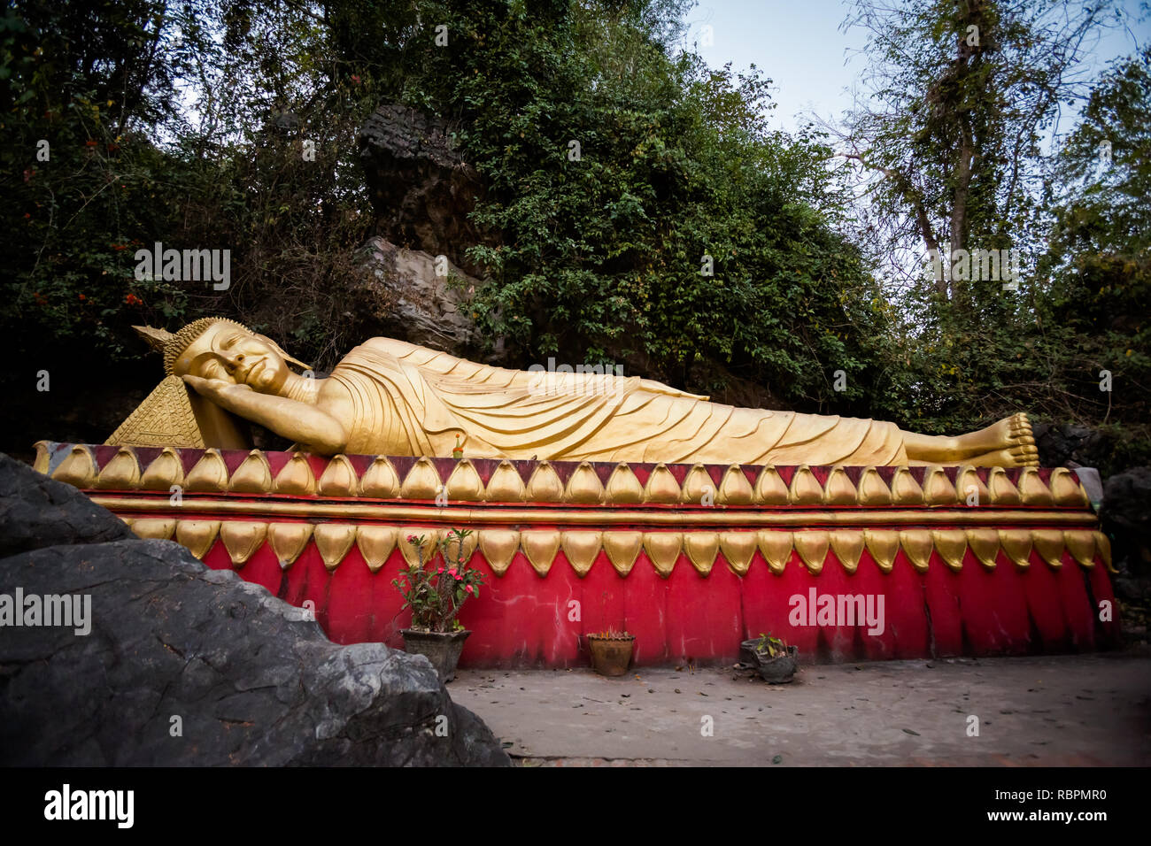 Amazing Buddhist Mount Phou Si temple in touristic Luang Prabang in ...