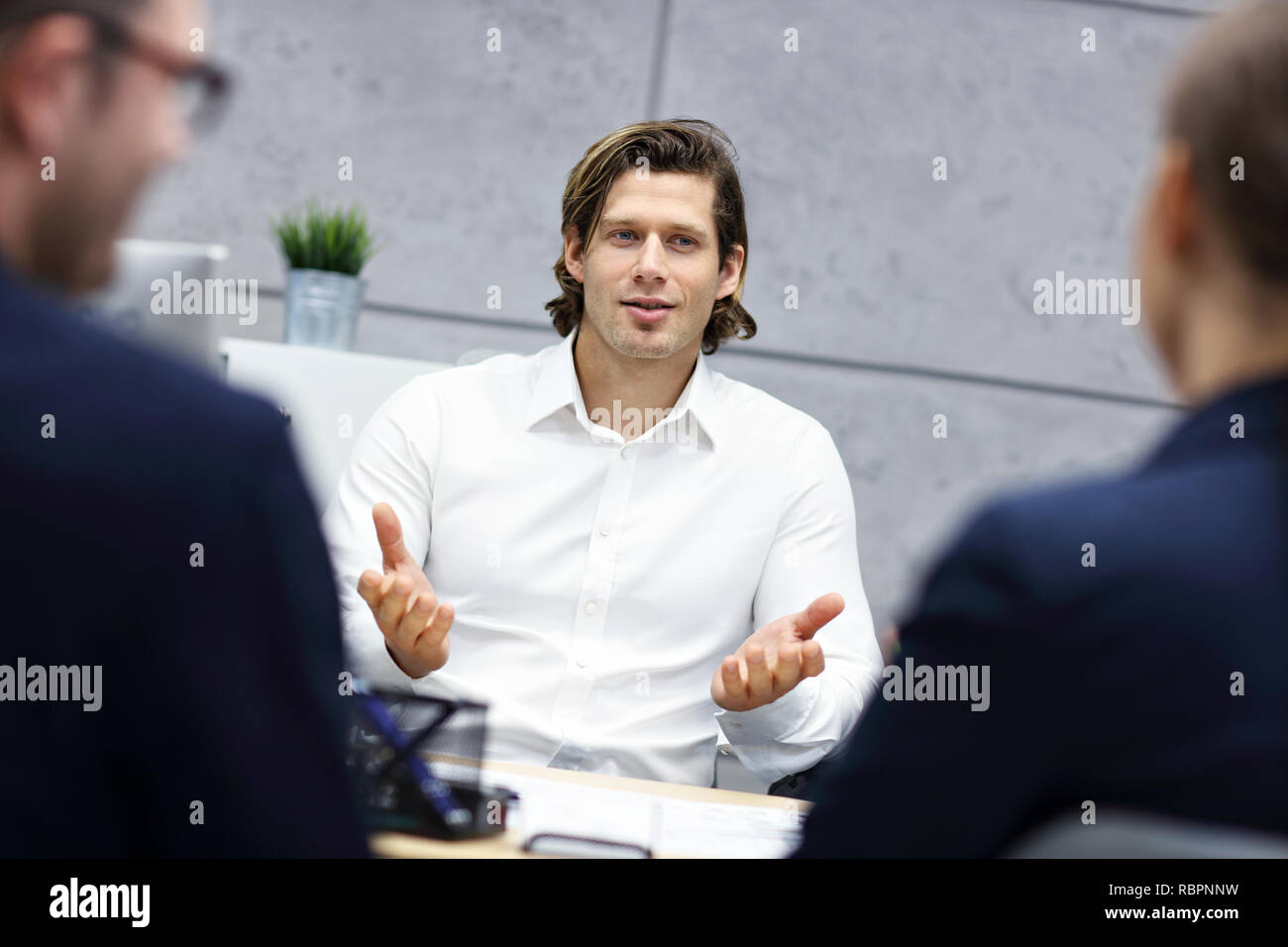 Picture of business interview in modern office Stock Photo - Alamy