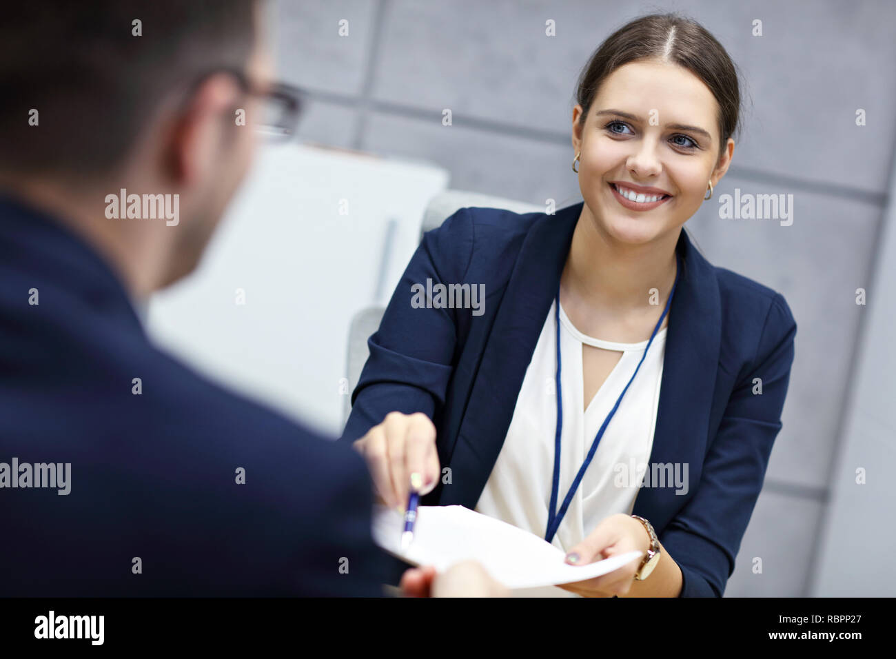 Picture of business interview in modern office Stock Photo - Alamy