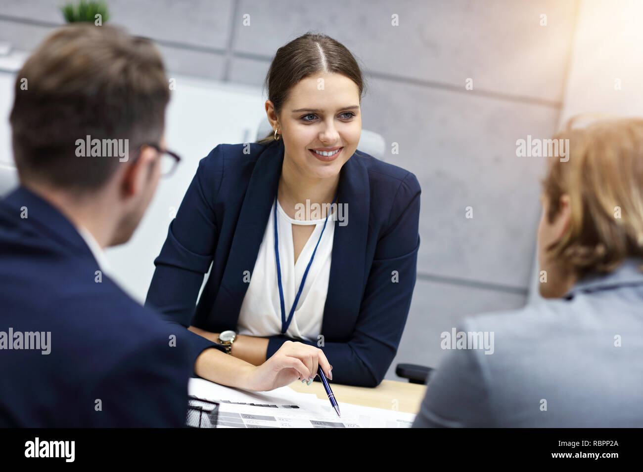 Picture of business interview in modern office Stock Photo - Alamy