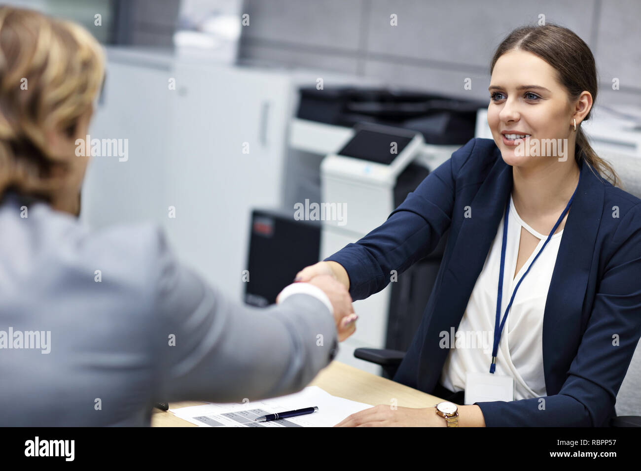 Picture of business interview in modern office Stock Photo - Alamy