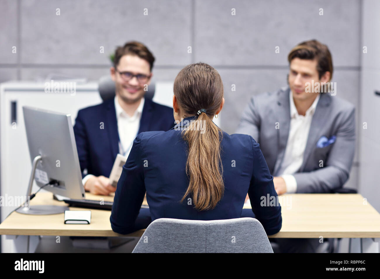 Picture of business interview in modern office Stock Photo - Alamy