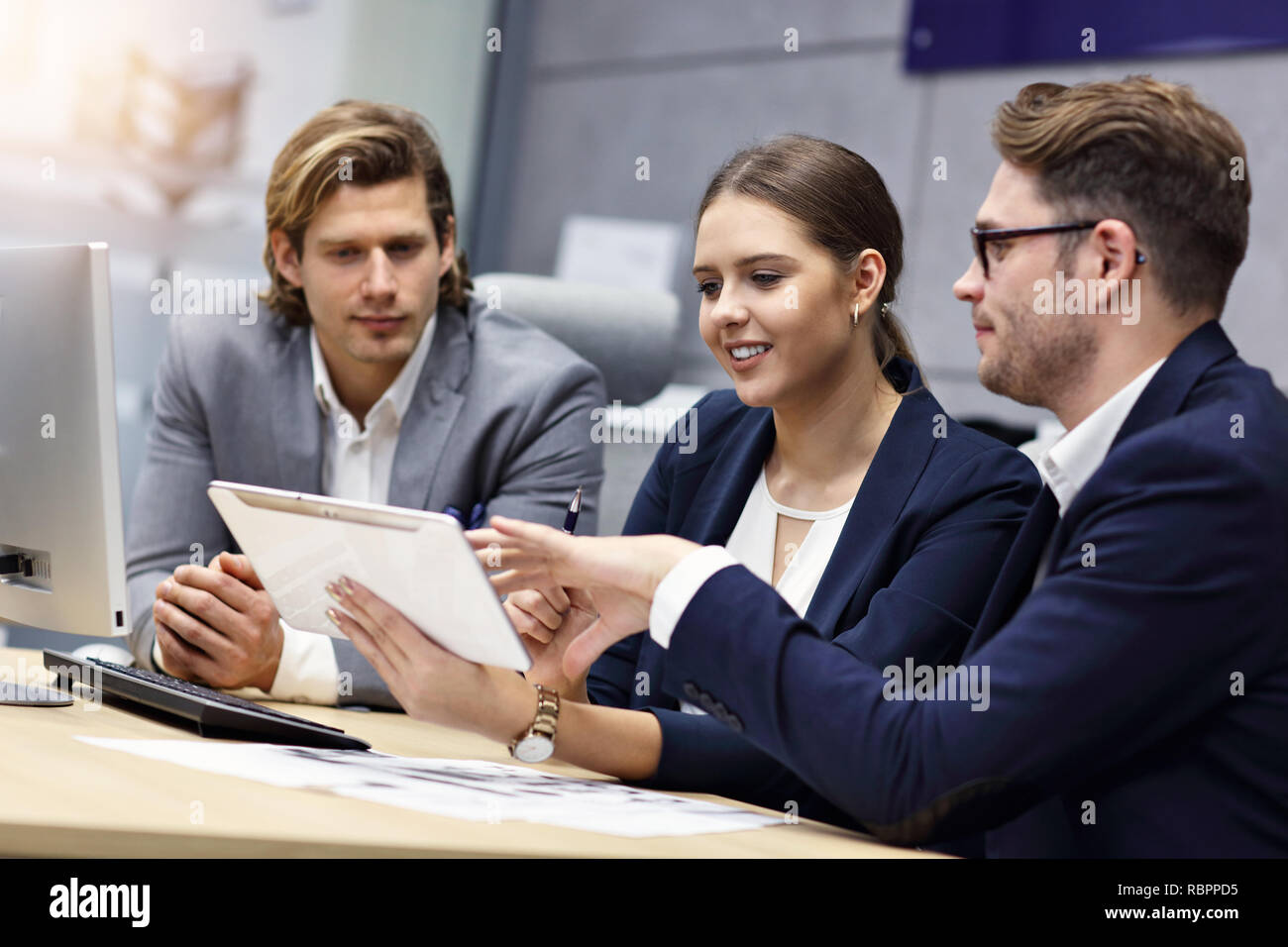 Business people exchanging documents hi-res stock photography and ...