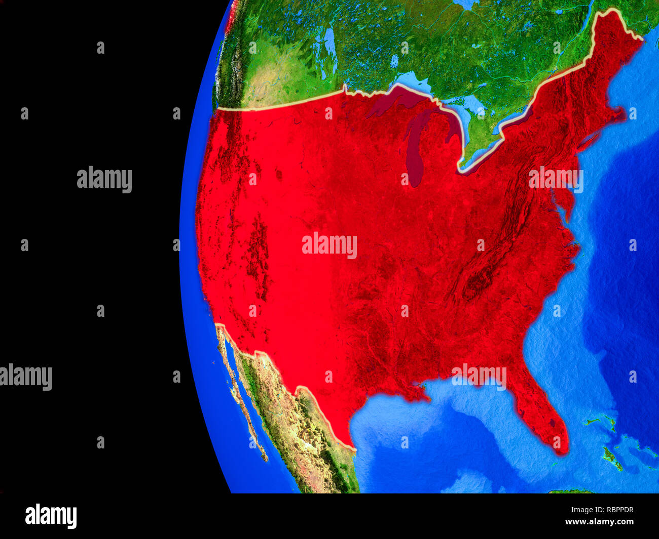 United States from space on realistic model of planet Earth with ...