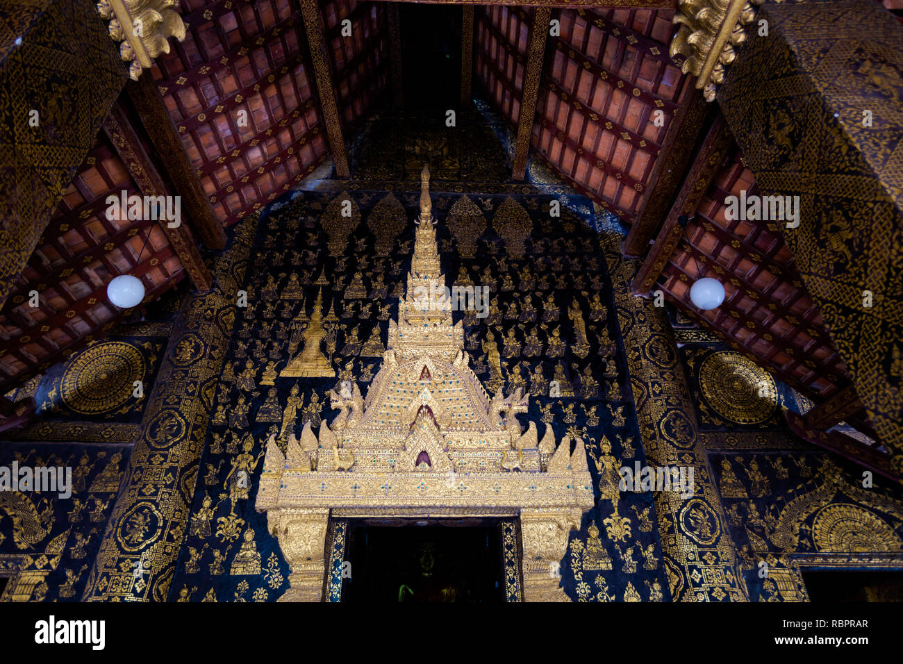 Amazing Wat Xieng Thong temple in touristic Luang Prabang in Laos ...