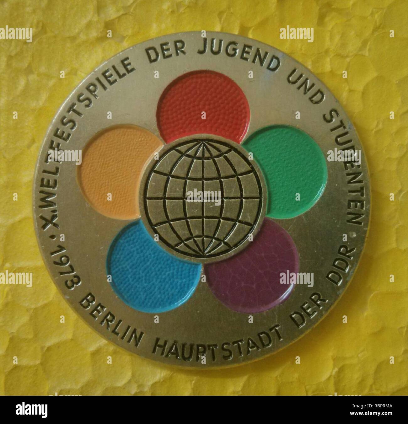 10th WFYS 1973 Berlin badge Stock Photo - Alamy