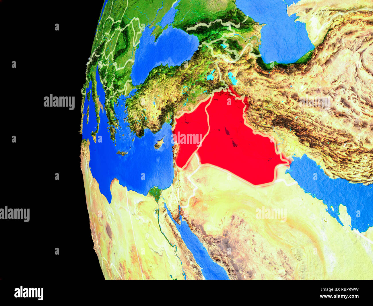 Islamic State from space on realistic model of planet Earth with ...