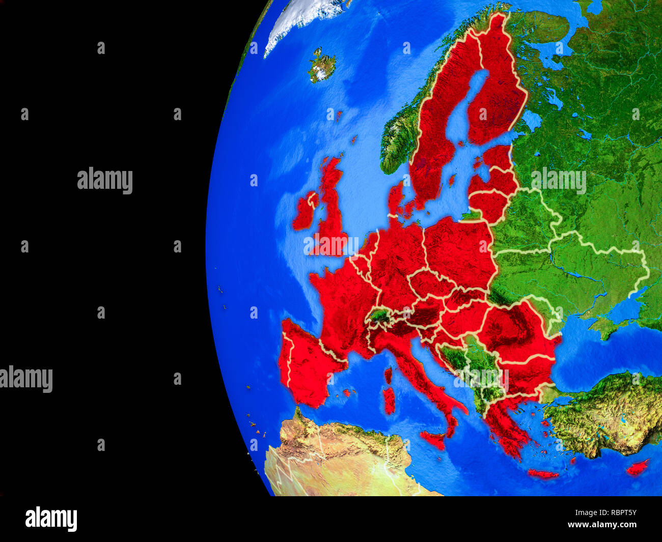 European Union from space on realistic model of planet Earth with ...