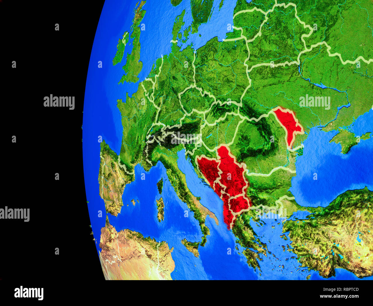 CEFTA countries from space on realistic model of planet Earth with ...
