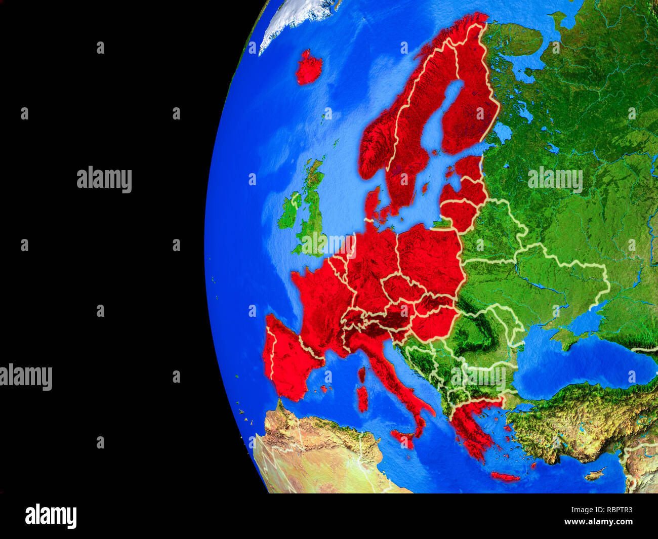 Schengen Area members from space on realistic model of planet Earth ...