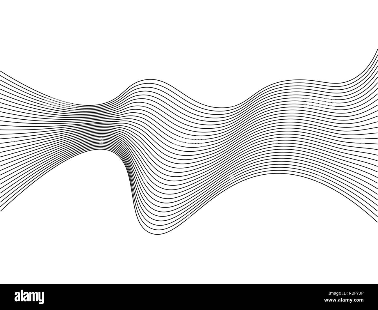 Wavy lines, wave stripe. Vector illustration. Stylized line art ...