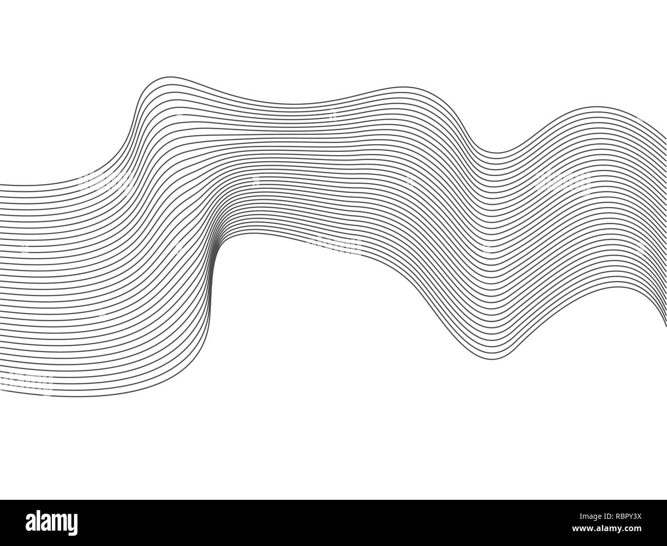 Wavy lines, wave stripe. Vector illustration. Stylized line art ...