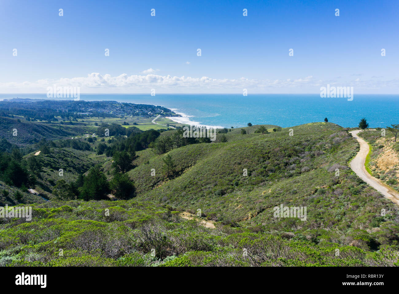 View towards Montara from the trail to the summit of Montara mountain ...