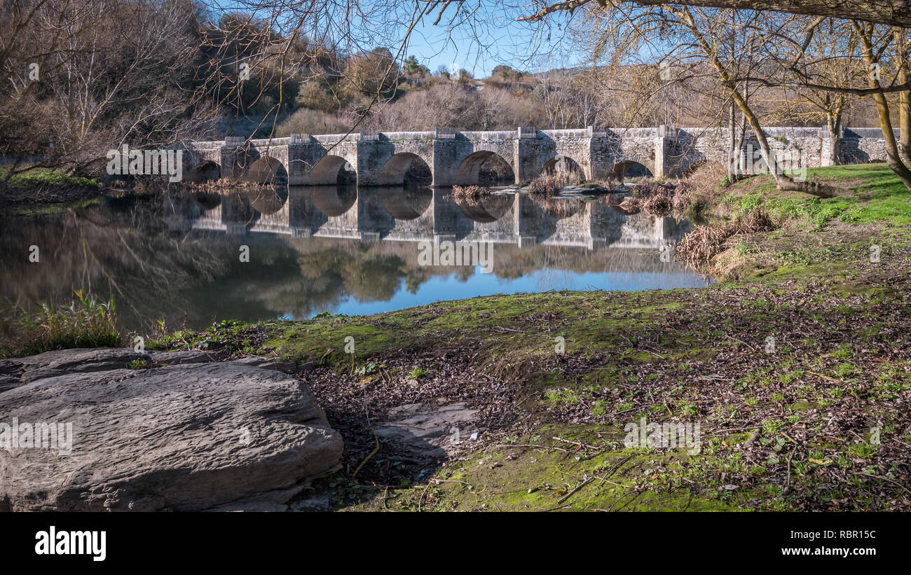 Roman bridge at Trespuentes, Alava, Basque Country, Spain Stock Photo ...