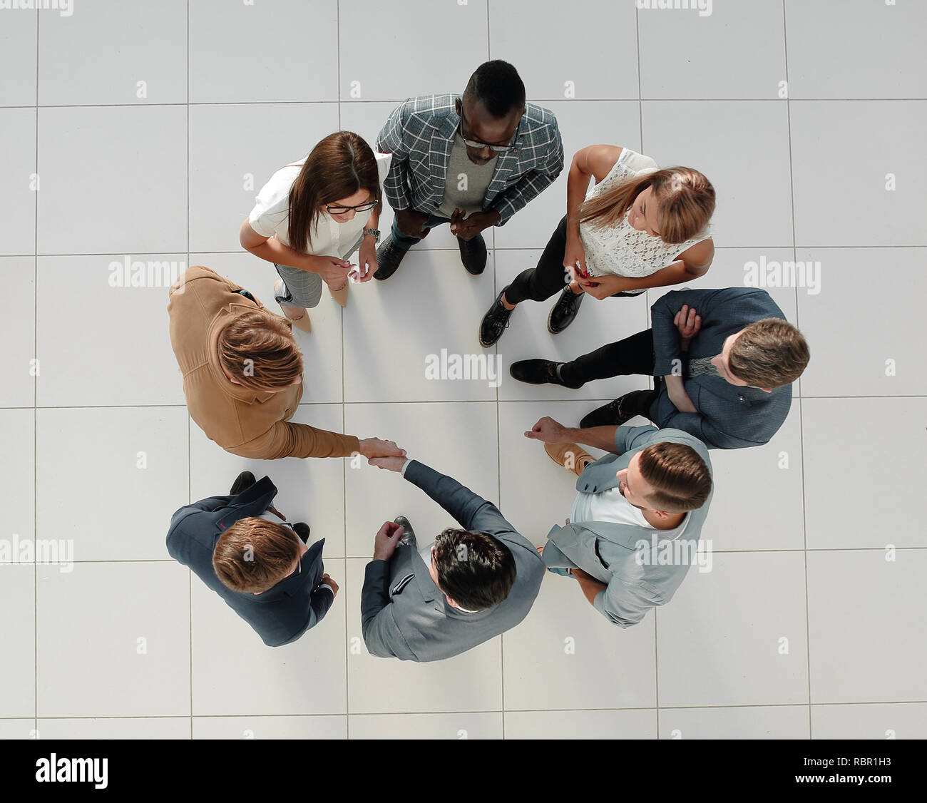 top view. handshake business people Stock Photo - Alamy