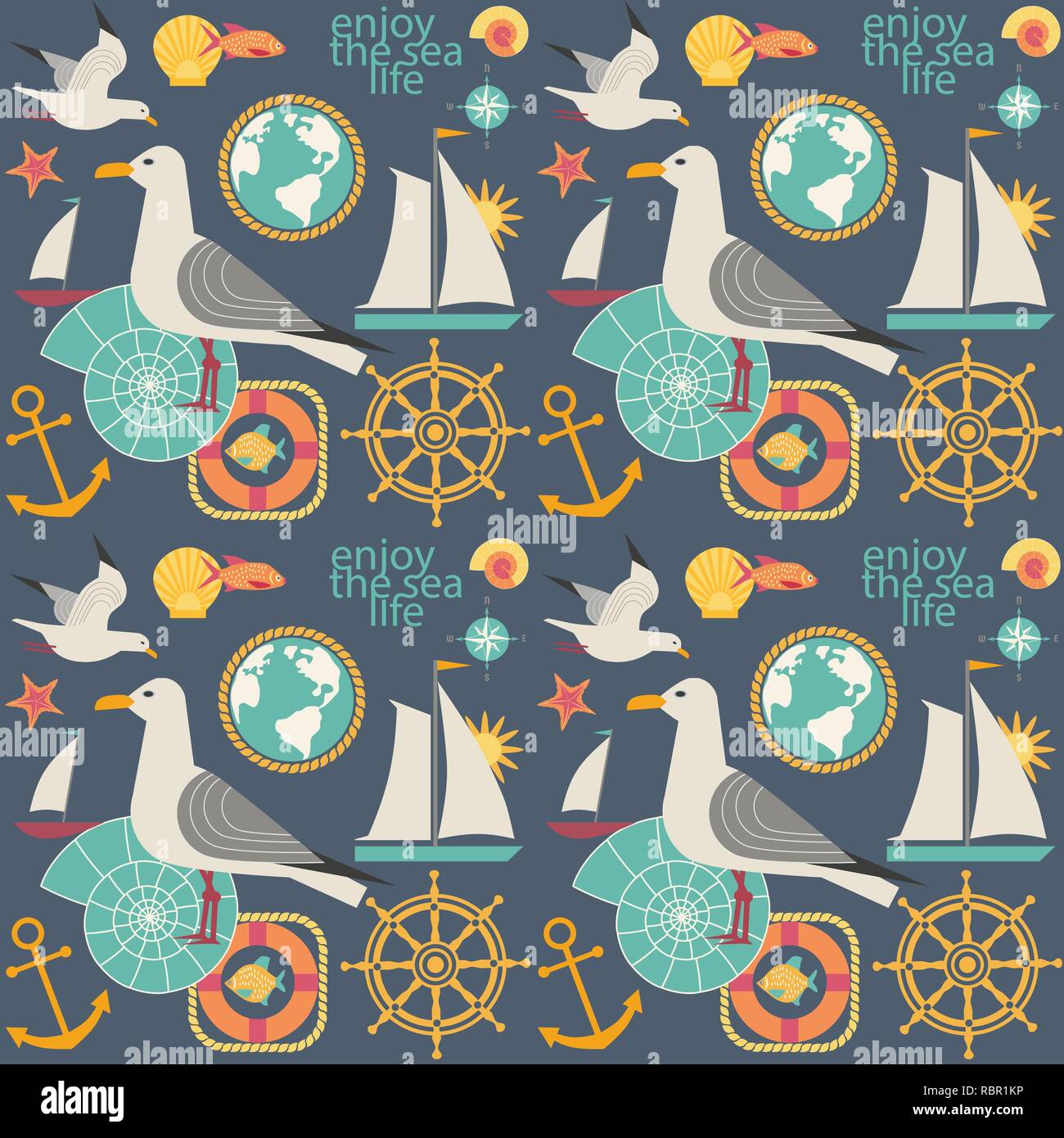 Nautical signs seamless pattern Stock Vector Image & Art - Alamy