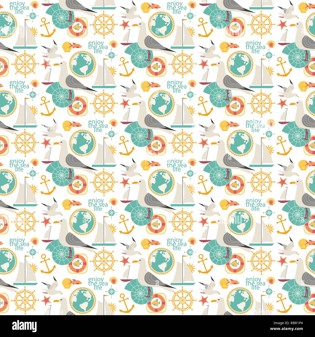 Nautical signs seamless pattern Stock Vector Image & Art - Alamy