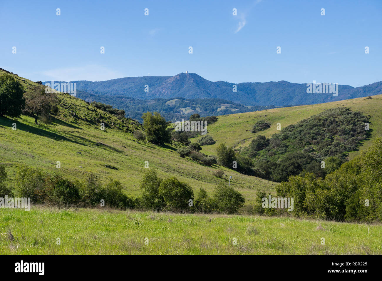 View towards Mount Umunhum from Santa Teresa Park, Santa Cruz mountains ...