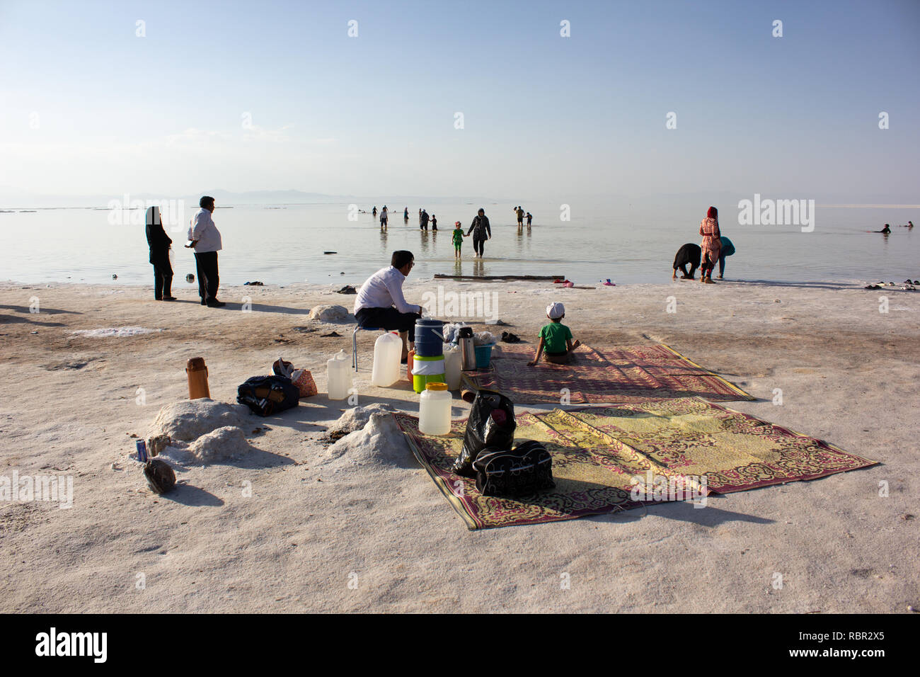 The beach of salt Urmia Lake, West Azerbaijan province, Iran Stock ...