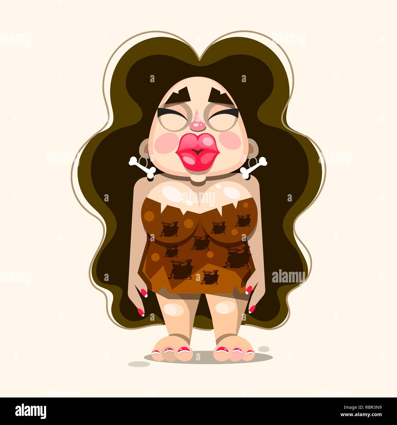 Primitive Girl Shows Emotions. Stone Age. Vector Illustration Stock ...