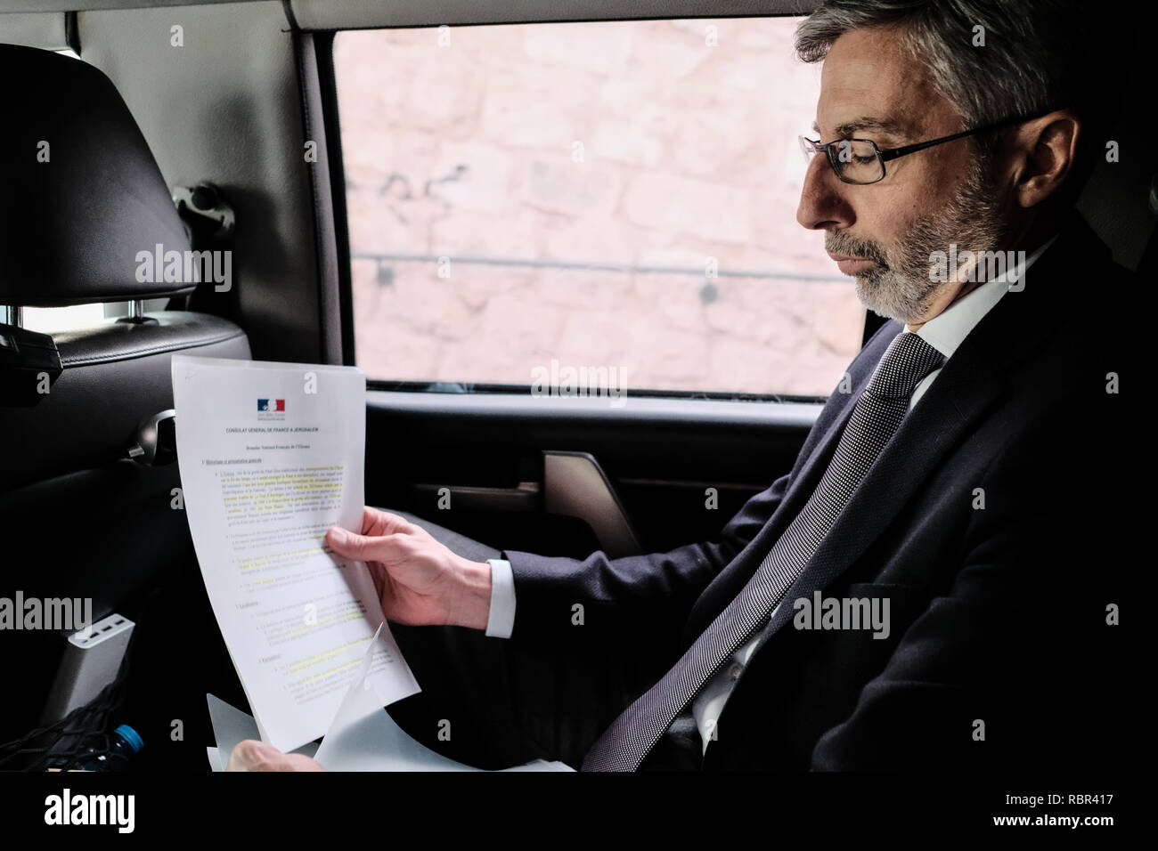 The Consul General of France in Jerusalem, PIERRE COCHARD, rides the ...