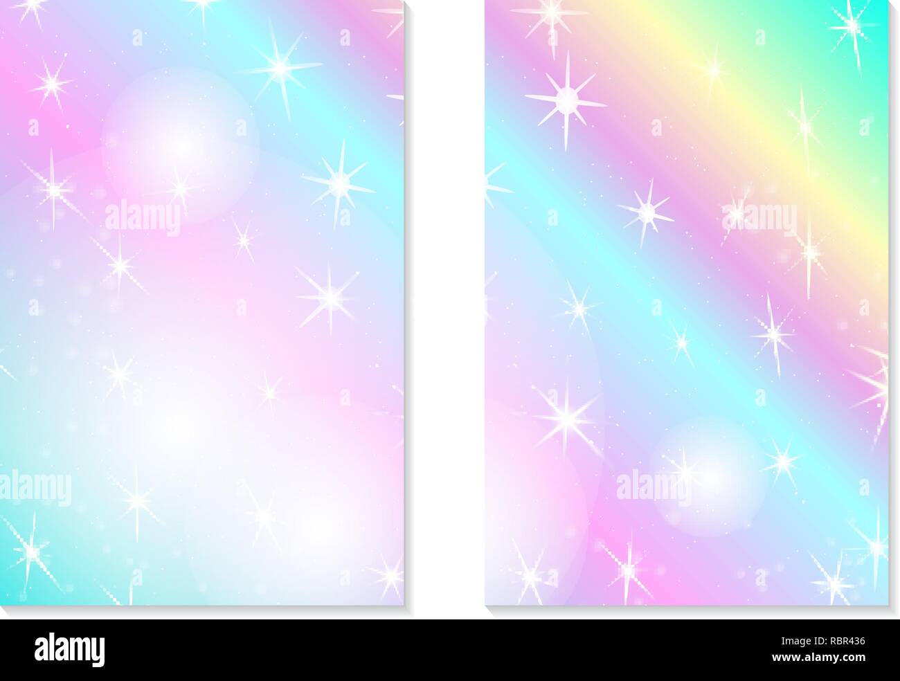 Unicorn rainbow background. Holographic sky in pastel color. Bright ...