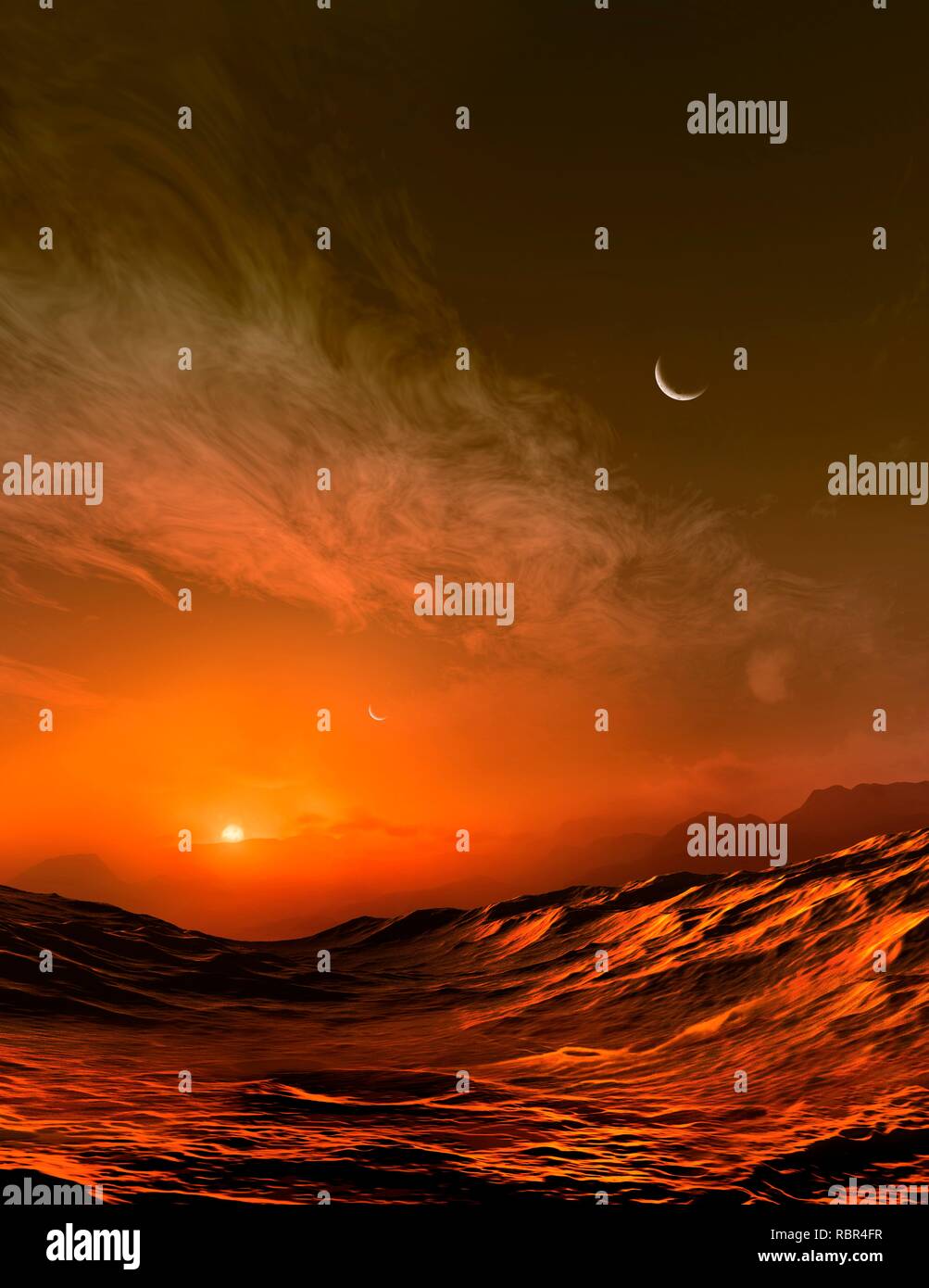 Illustration of the imagined view from the surface of the exoplanet ...