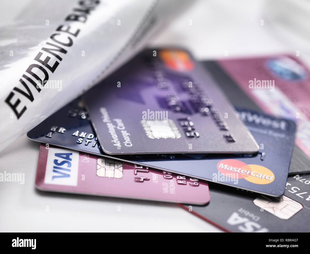 Credit cards taken from a crime scene Stock Photo - Alamy