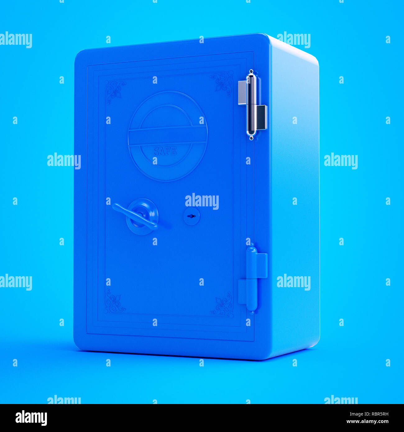 Illustration of a blue safe Stock Photo - Alamy