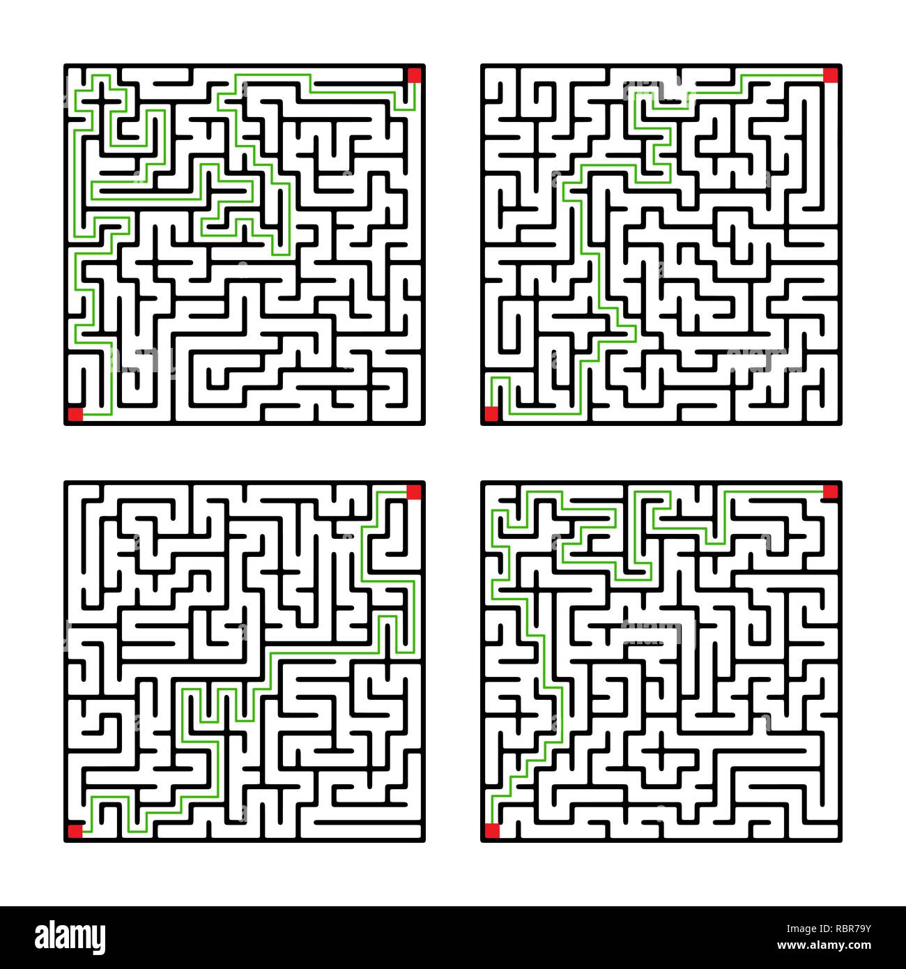 Set of four labyrinth shape design element Stock Vector Image & Art - Alamy