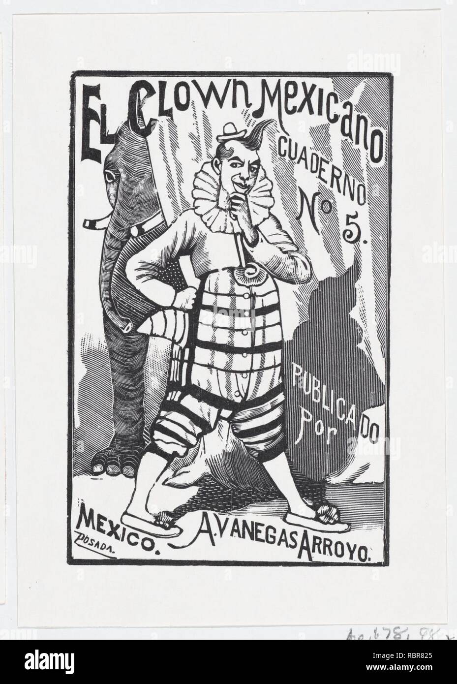 735985 A clown standing with one hand on his hip and an elephant ...