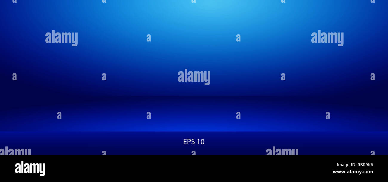 blue horizontal studio gradient wall room, Modern interior background ...