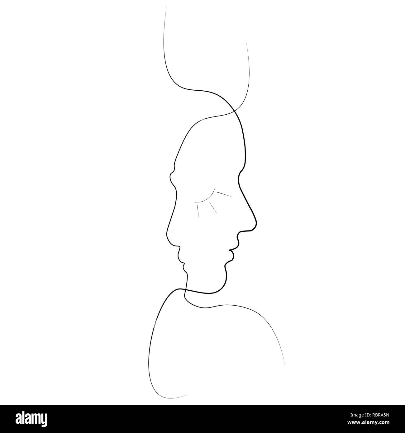 Two silhouettes of people drawn with one line. Simple illustration ...