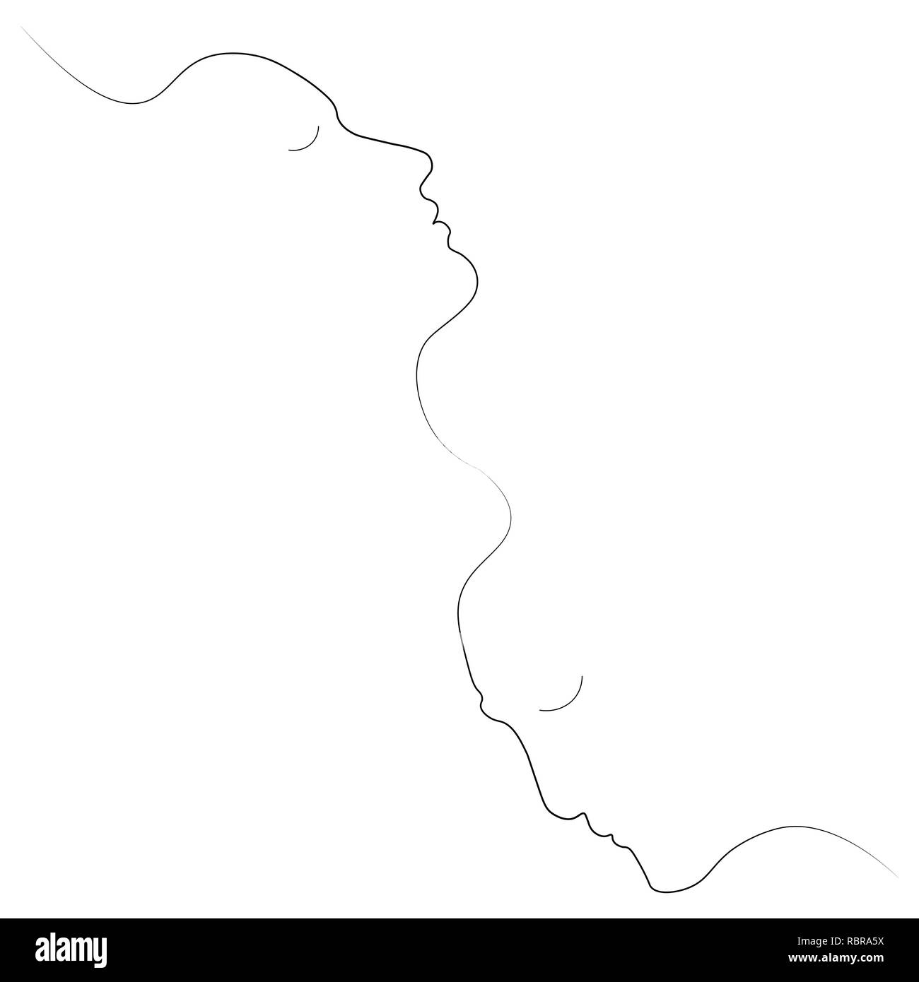 Two silhouettes of people drawn with one line. Simple illustration ...