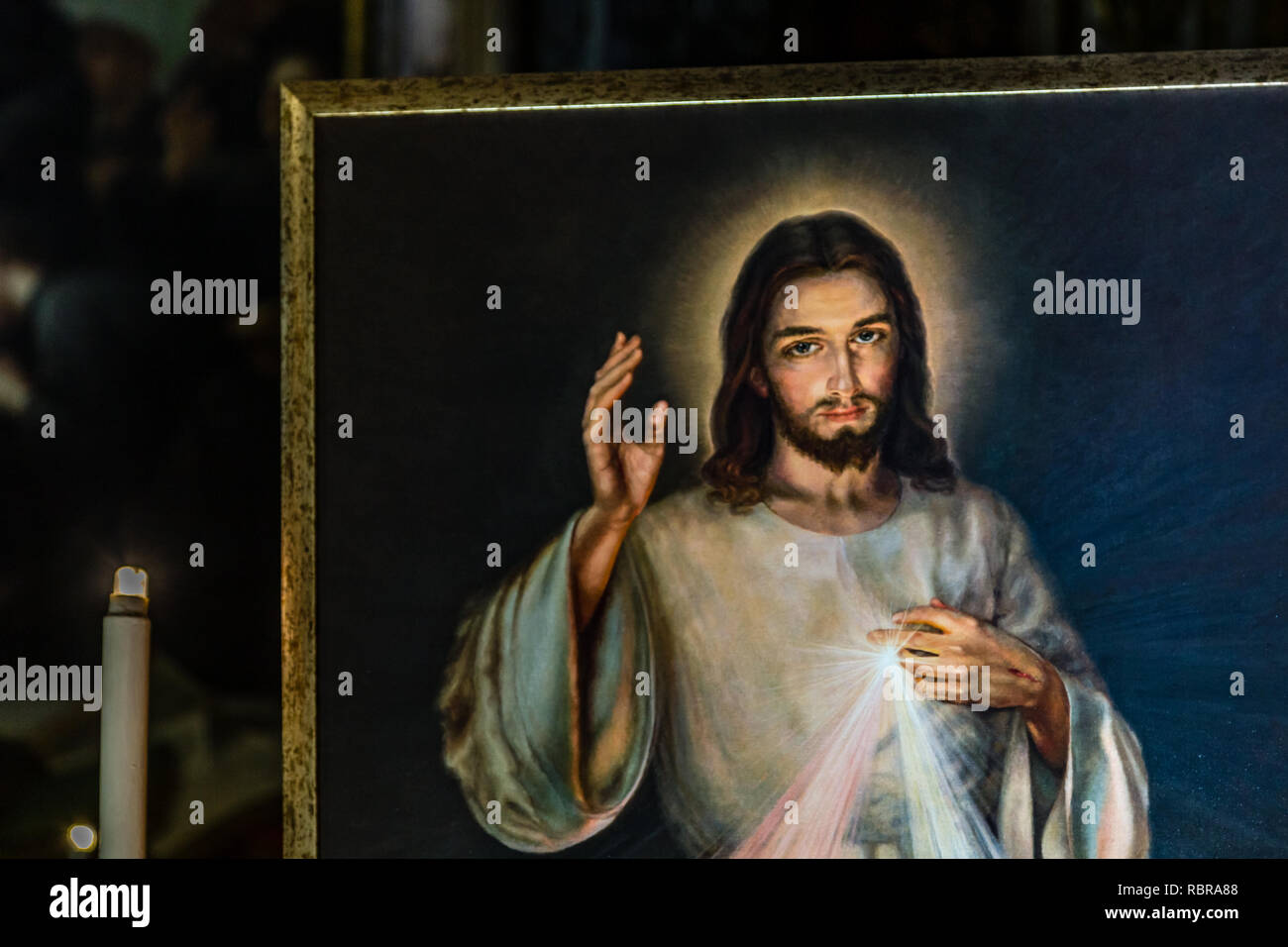 ROME, ITALY - JANUARY 1, 2019: light is enlightening painting of ...