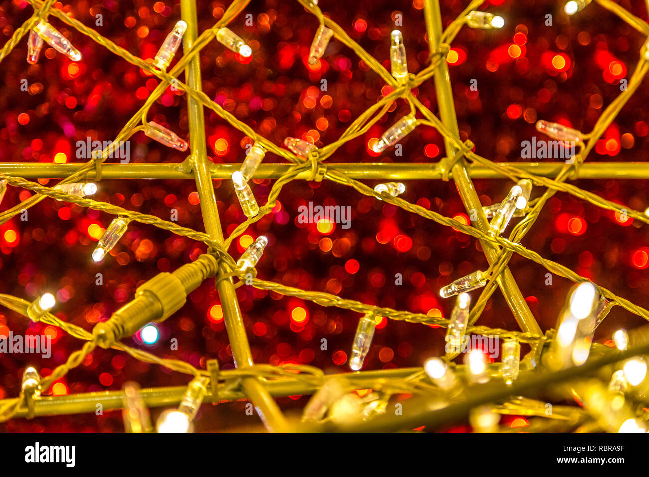 background of wire of Christmas lights Stock Photo - Alamy