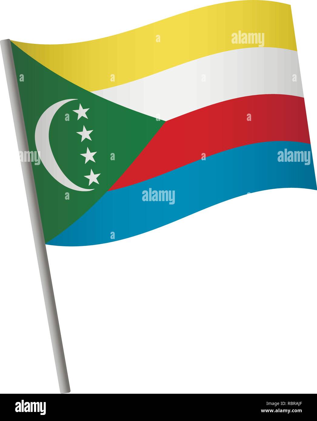 Comoros flag icon. National flag of Comoros on a pole vector ...