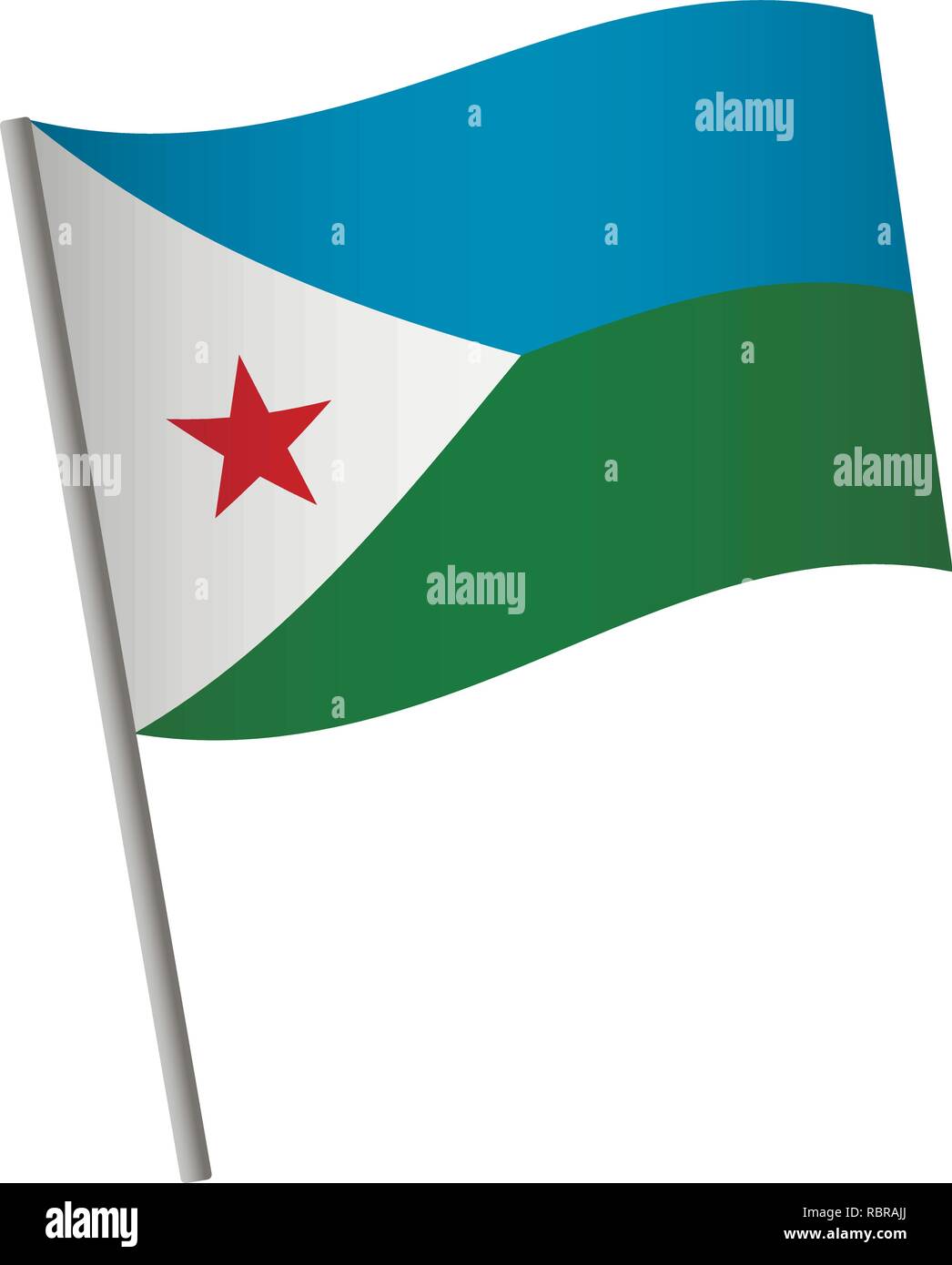 Djibouti Flag Icon National Flag Of Djibouti On A Pole Vector